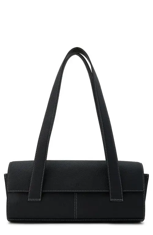 BEHNO Michelle Pebble Leather Shoulder Bag - Black