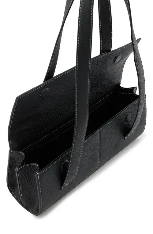 BEHNO Michelle Pebble Leather Shoulder Bag - Black