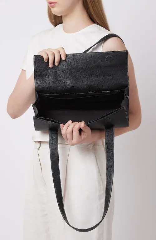 BEHNO Michelle Pebble Leather Shoulder Bag - Black