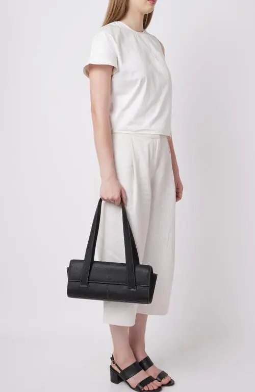 BEHNO Michelle Pebble Leather Shoulder Bag - Black