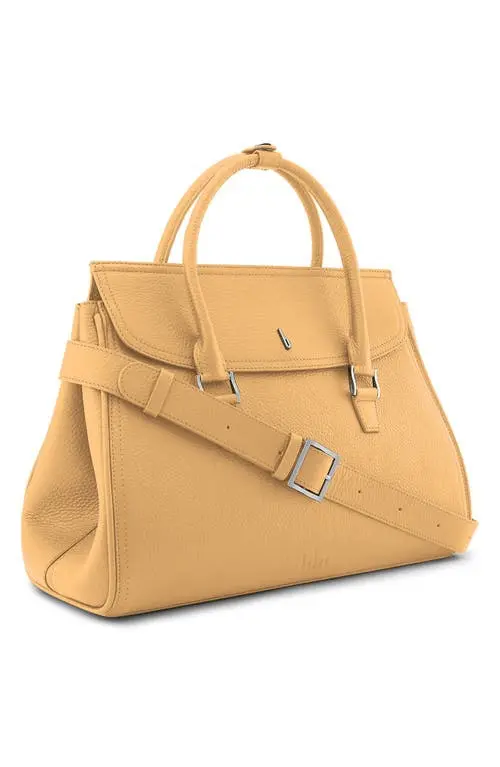BEHNO Large Coco Pebble Leather Satchel - Bisque