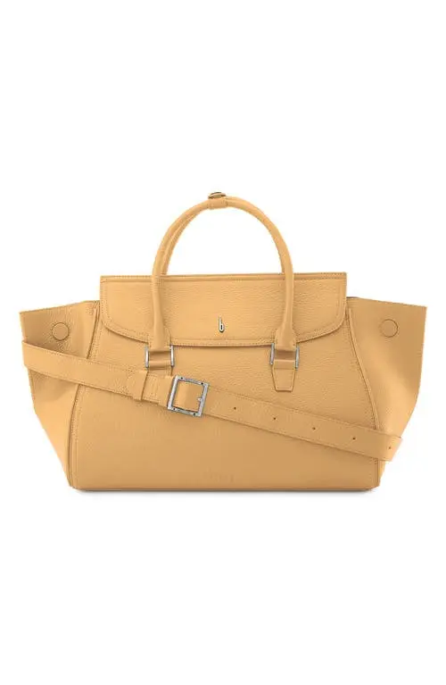 BEHNO Large Coco Pebble Leather Satchel - Bisque