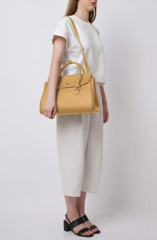BEHNO Large Coco Pebble Leather Satchel - Bisque