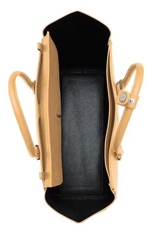 BEHNO Large Coco Pebble Leather Satchel - Bisque