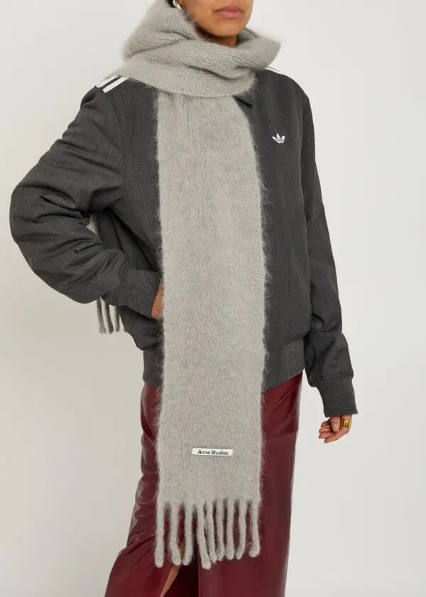 Acne Studios Hooded Brushed Mohair-blend Scarf - Grey