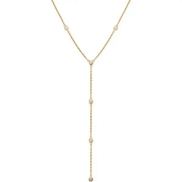 MADE BY MARY Cz Poppy Lariat Necklace - Gold Vermeil