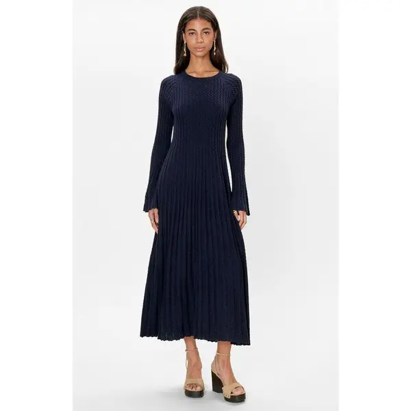 Rebecca Taylor Ella Sweater Midi Dress - Navy