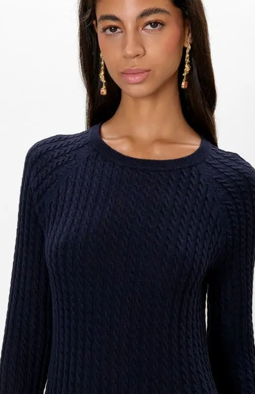 Rebecca Taylor Ella Sweater Midi Dress - Navy
