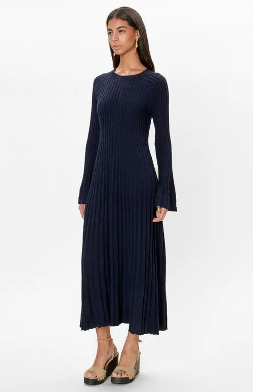 Rebecca Taylor Ella Sweater Midi Dress - Navy