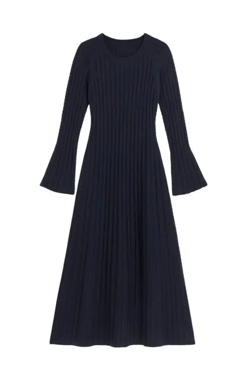 Rebecca Taylor Ella Sweater Midi Dress - Navy