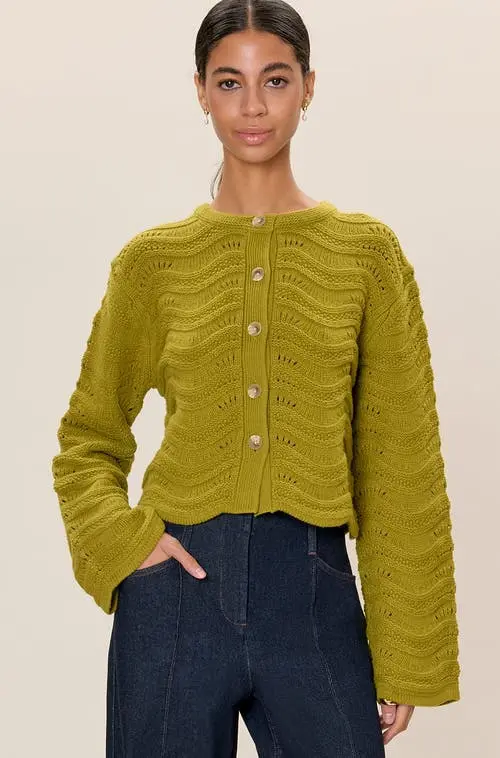 Rebecca Taylor Rem Knit Cardigan - Pear Green