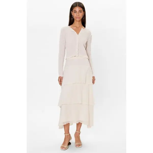 Rebecca Taylor Skye Tiered Midi Skirt - Cream