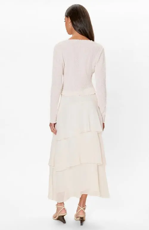 Rebecca Taylor Skye Tiered Midi Skirt - Cream