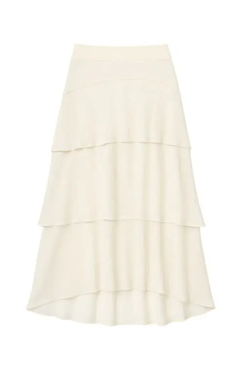 Rebecca Taylor Skye Tiered Midi Skirt - Cream