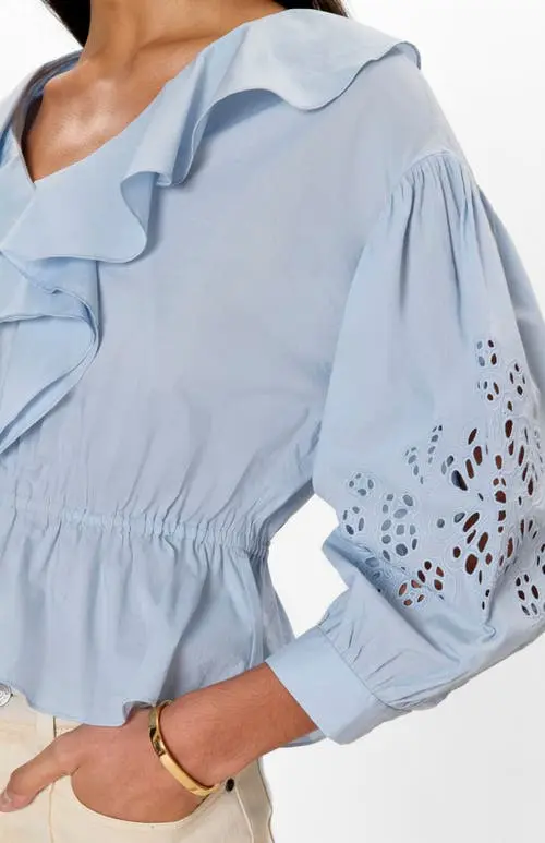 Rebecca Taylor Lorelai Embroidered Blouse - Chambray