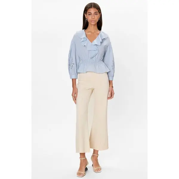 Rebecca Taylor Lorelai Embroidered Blouse - Chambray