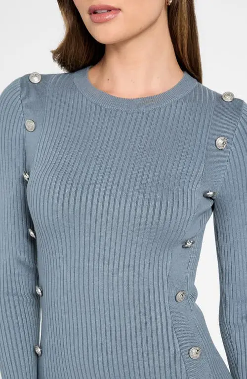 Guess Ribbed Long Sleeve Sweater Dress - Blue