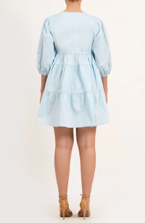 Leota Zariah Empire Waist Mini Dress - Wispy Blue