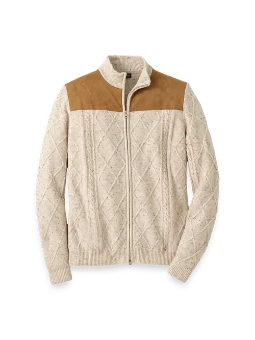 PAUL FREDRICK Donegal Full Zip Mock Neck Sweater