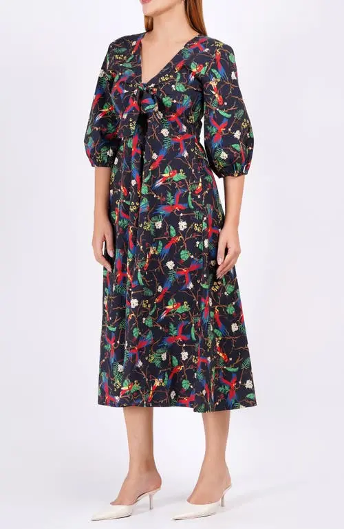 Leota Adriana Tie-front Midi Dress - Macaw