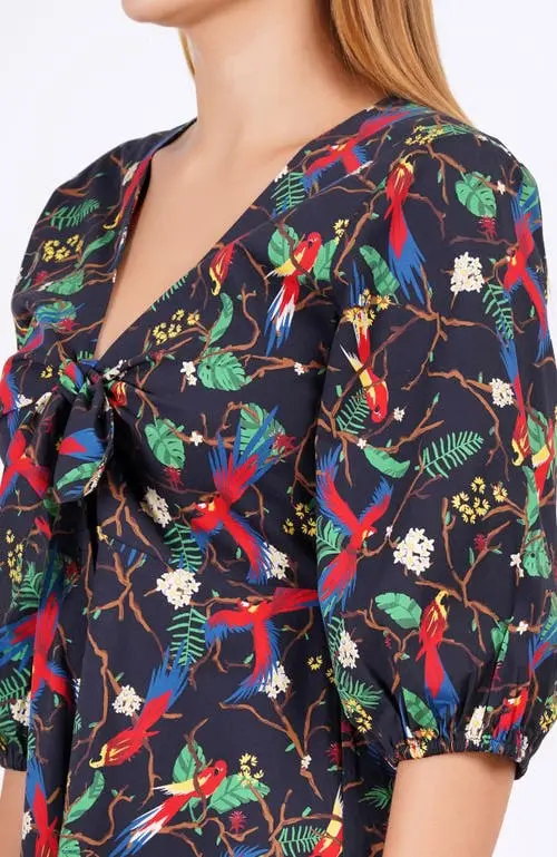 Leota Adriana Tie-front Midi Dress - Macaw