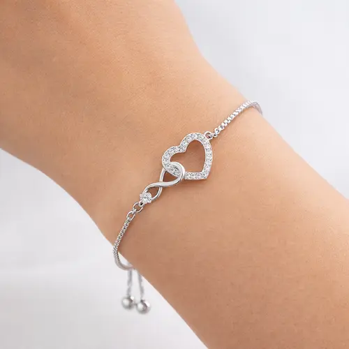 DONATELLO GIAN Crystal Infinity Heart Adjustable Bracelet