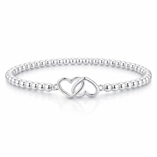 DONATELLO GIAN Beaded Intertwined Heart Bracelet - Silver