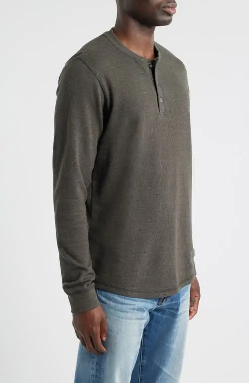 James Campbell Calico Waffle Stitch Henley - Charcoal Heather