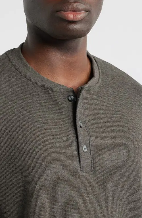 James Campbell Calico Waffle Stitch Henley - Charcoal Heather