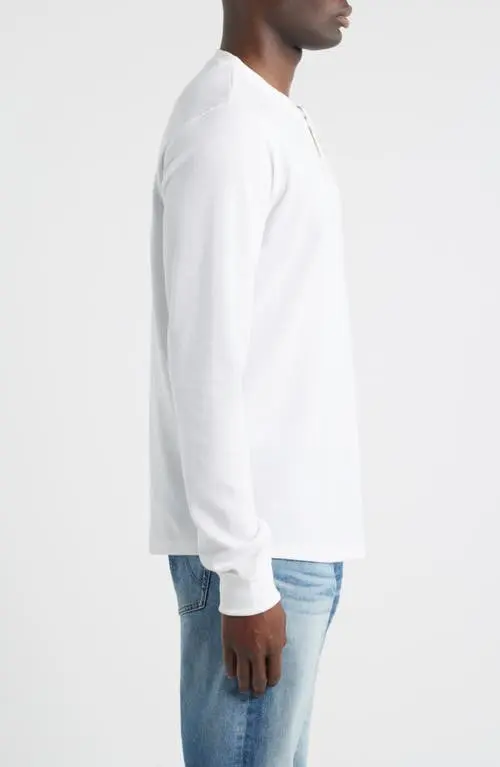 James Campbell Calico Waffle Stitch Henley - White