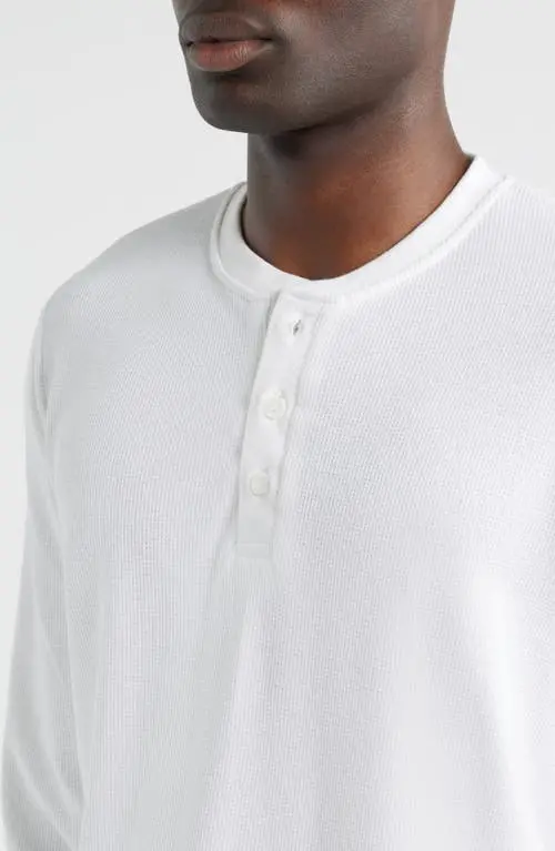James Campbell Calico Waffle Stitch Henley - White