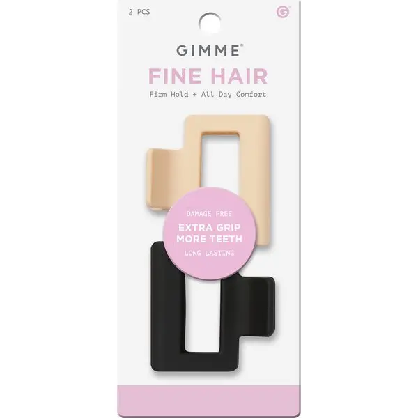 GIMME BEAUTY Extra Grip Square Claw Clip Duo - Black