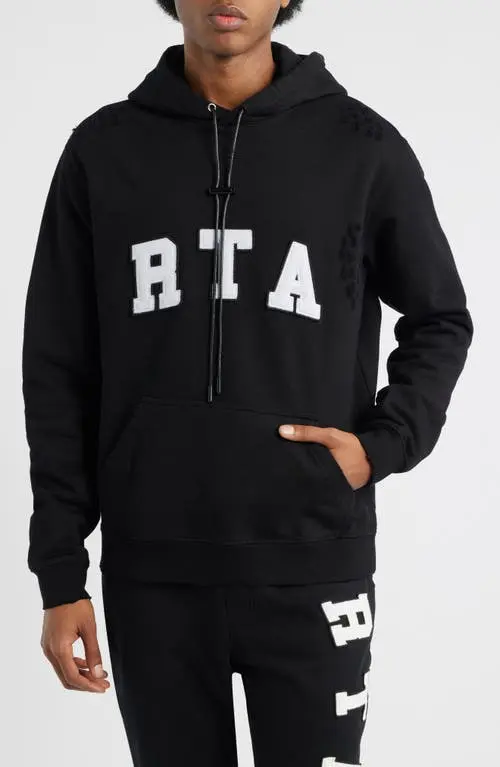 RtA Markus Distressed Logo Applique Hoodie - University Black