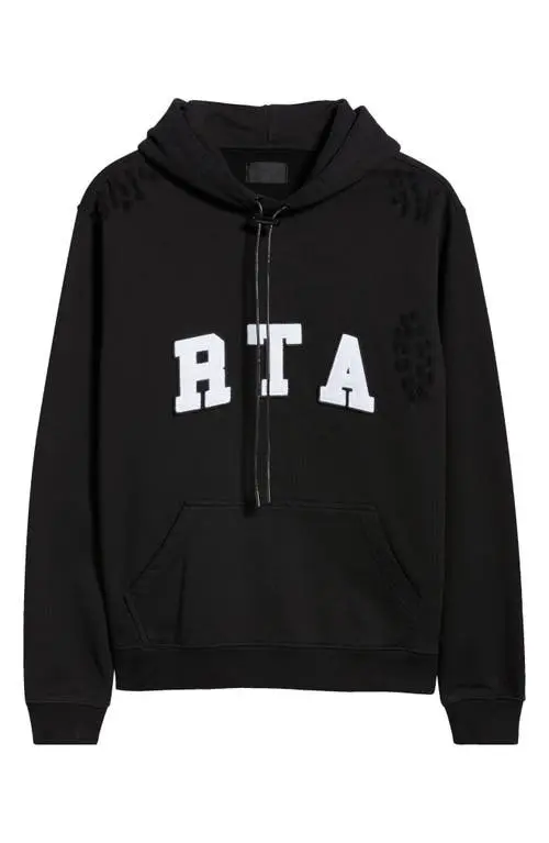RtA Markus Distressed Logo Applique Hoodie - University Black