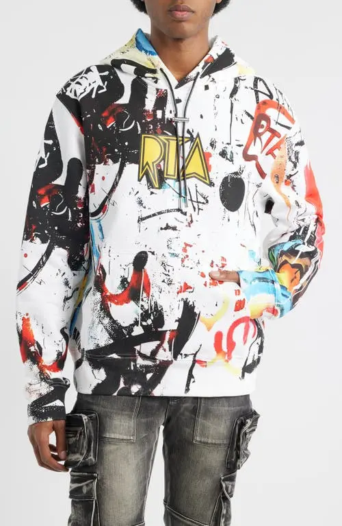RtA Dion Graphic Logo Hoodie - White Graffiti