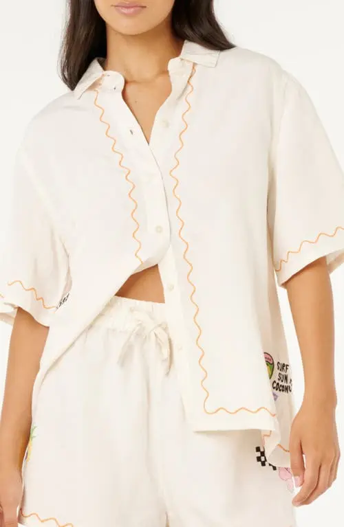 Rip Curl Embroidered Linen Blend Shirt