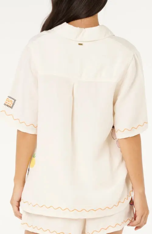 Rip Curl Embroidered Linen Blend Shirt