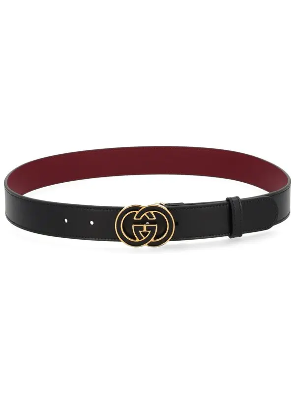 Gucci Gg Buckle Leather Belt - Black
