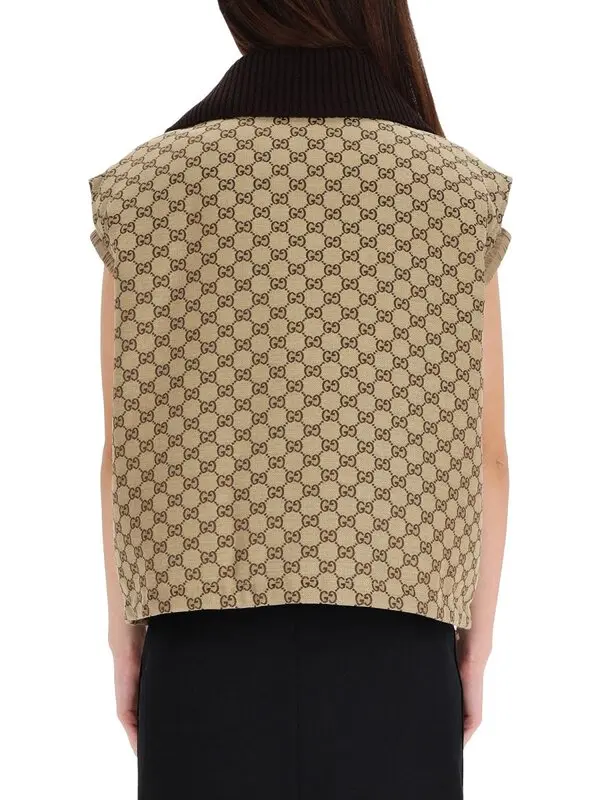 Gucci Sleeveless Canvas Vest With Leather Label