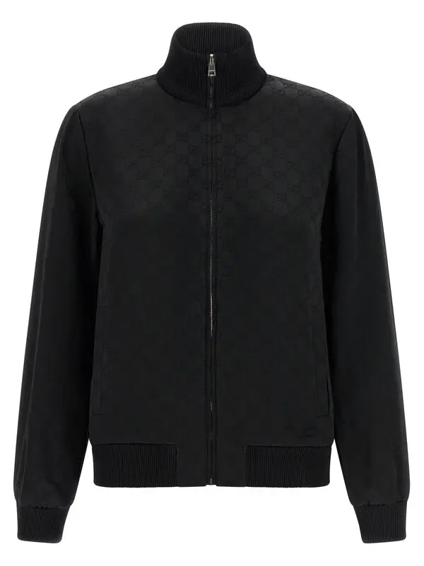 Gucci Gg Print Zip Up Sweatshirt