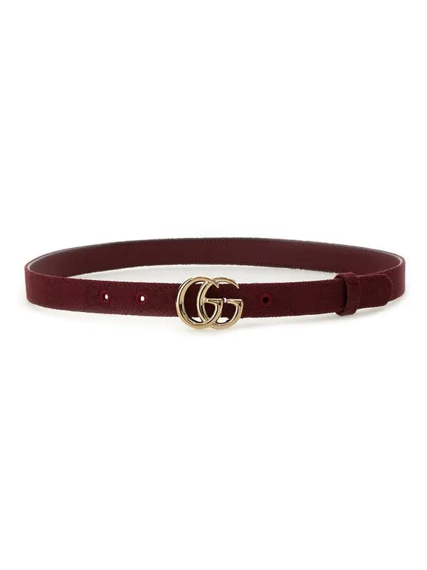 Gucci Double G Buckle Leather Belt - Bordeaux