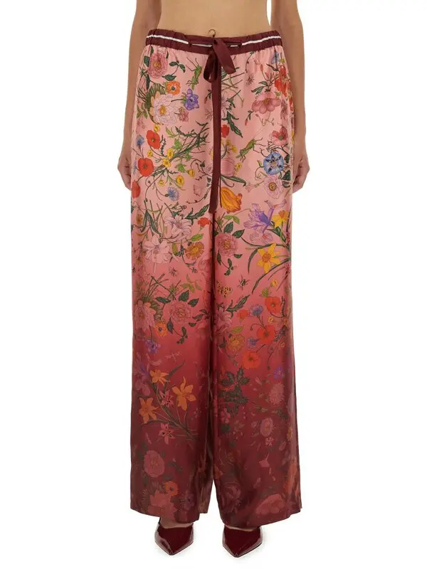 Gucci Printed Silk Wide Leg Pants