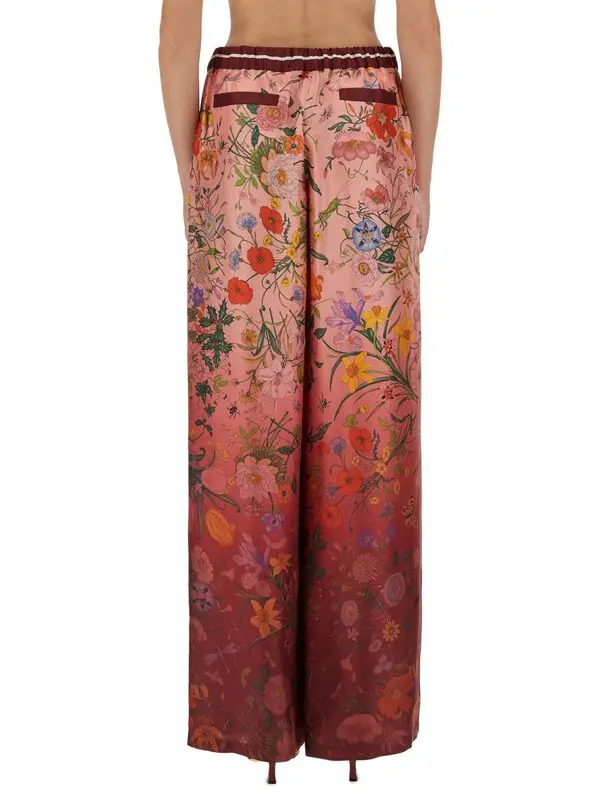 Gucci Printed Silk Wide Leg Pants