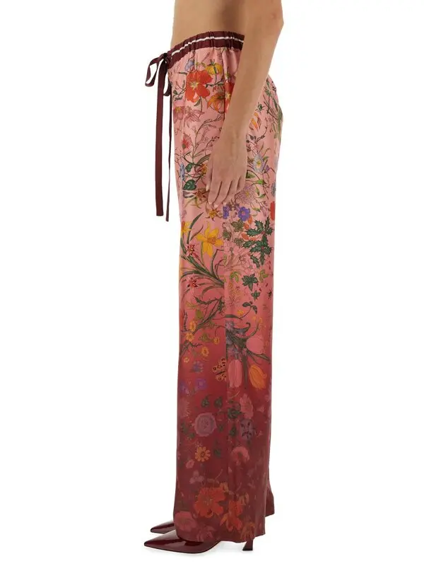 Gucci Printed Silk Wide Leg Pants