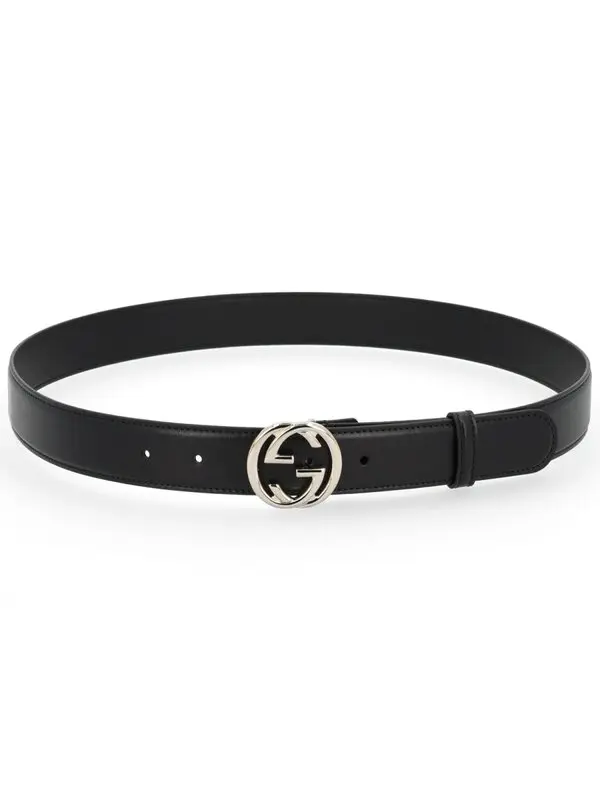 Gucci Gg Buckle Leather Belt - Black