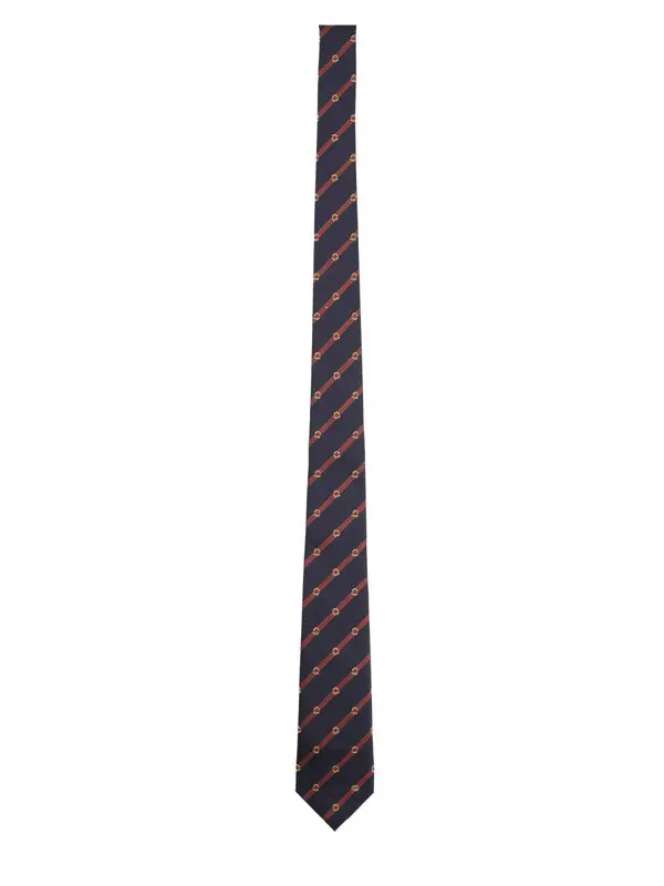 Gucci Gg Jacquard And Stirrup Neck Tie - Blue