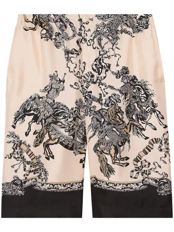 Gucci Printed Silk Shorts - Beige