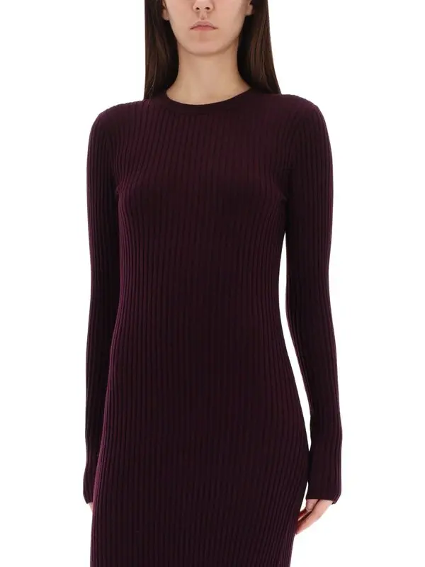 Helmut Lang Slim Fit Wool Dress - Purple