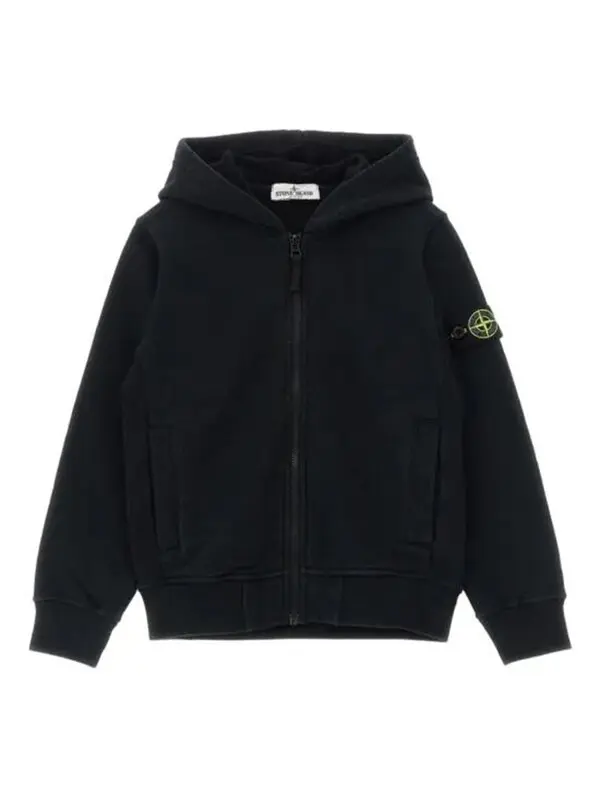 Stone Island Hooded Cotton Sweatshirt - Black