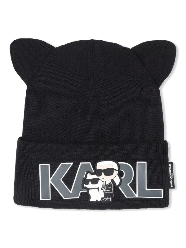 Karl Lagerfeld Logo Beanie - Black